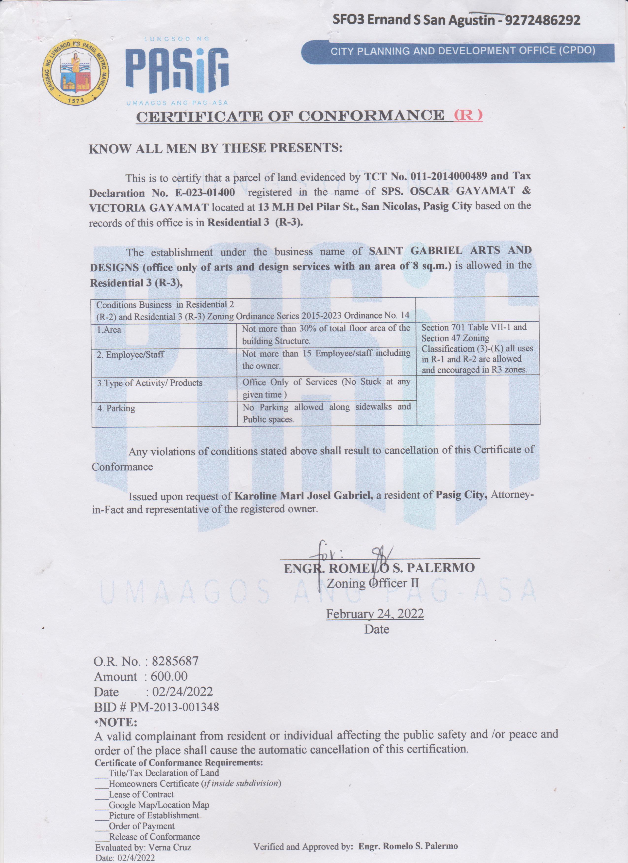 Business Permits – Architect Mayora
