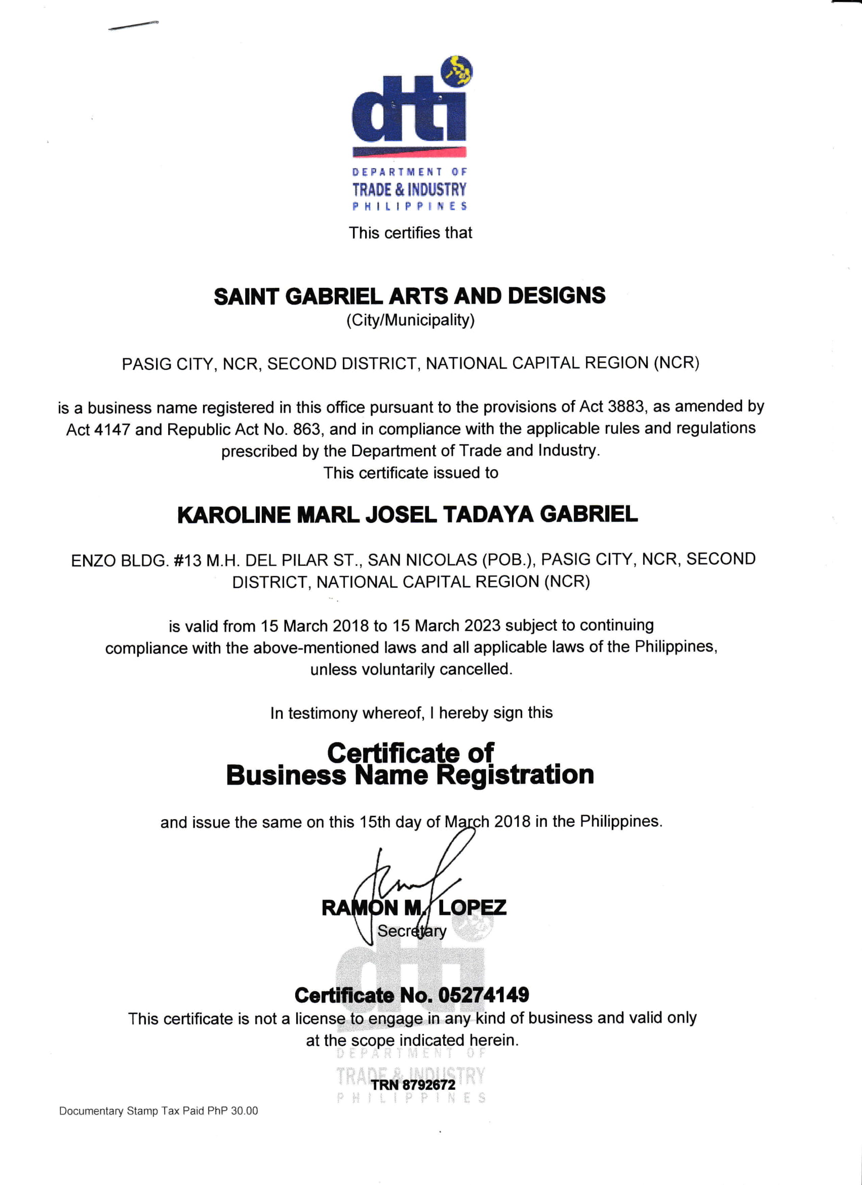 Business Permits – Architect Mayora