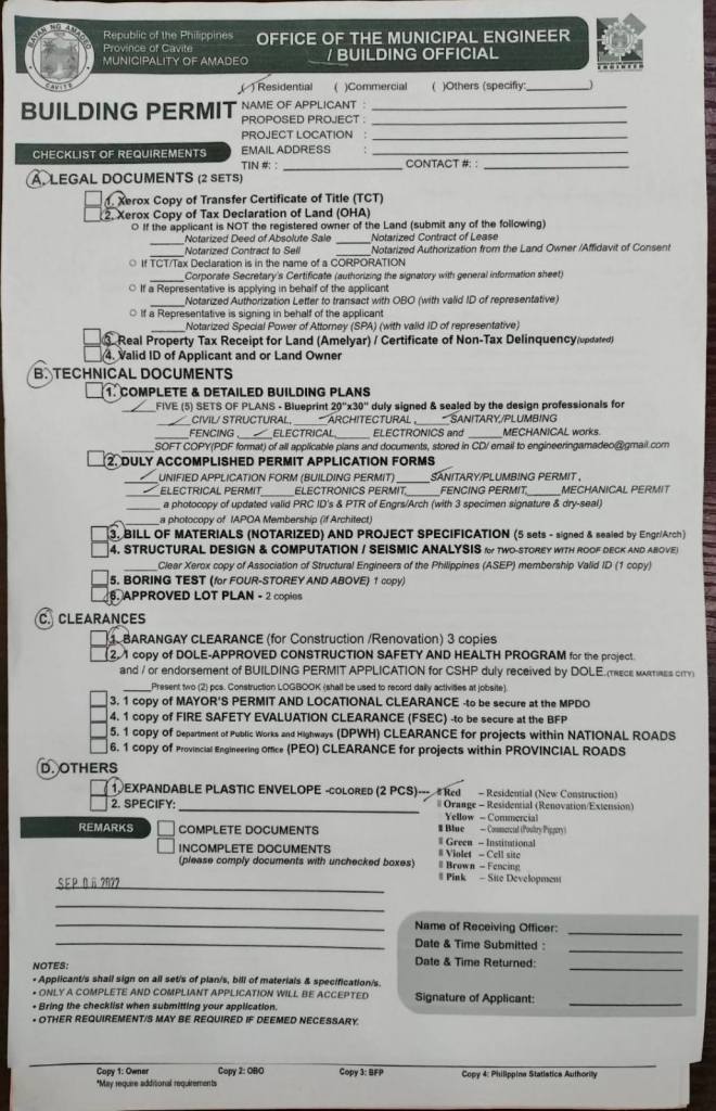 Building Permit Forms – Architect Mayora